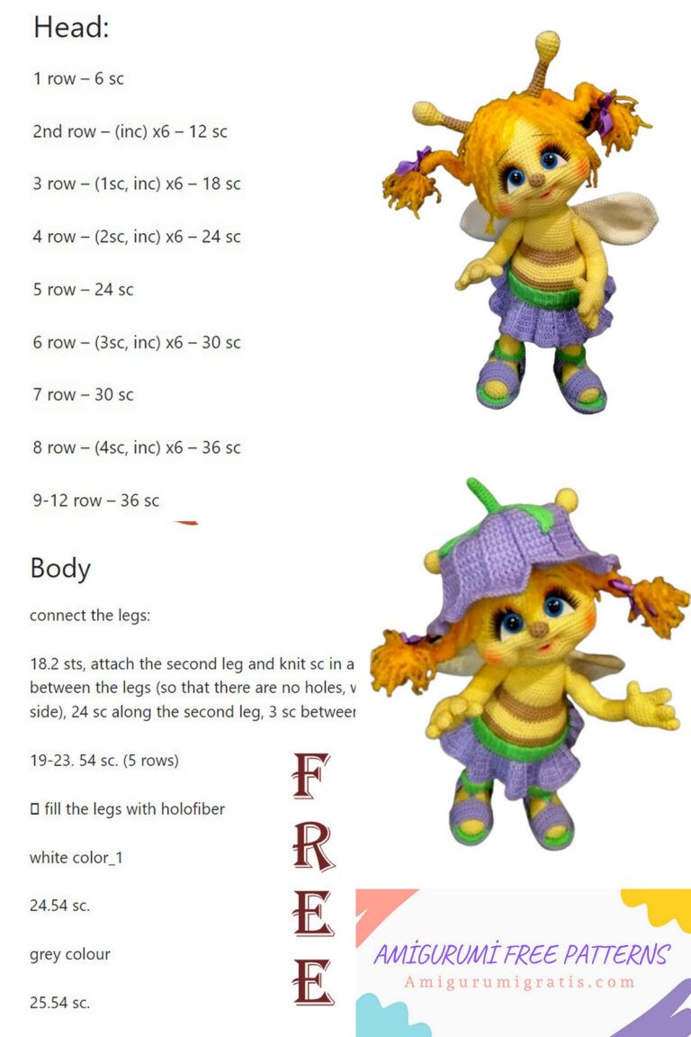 Amigurumi Cute Bee Doll Free Pattern – Amigurumi Pattern
