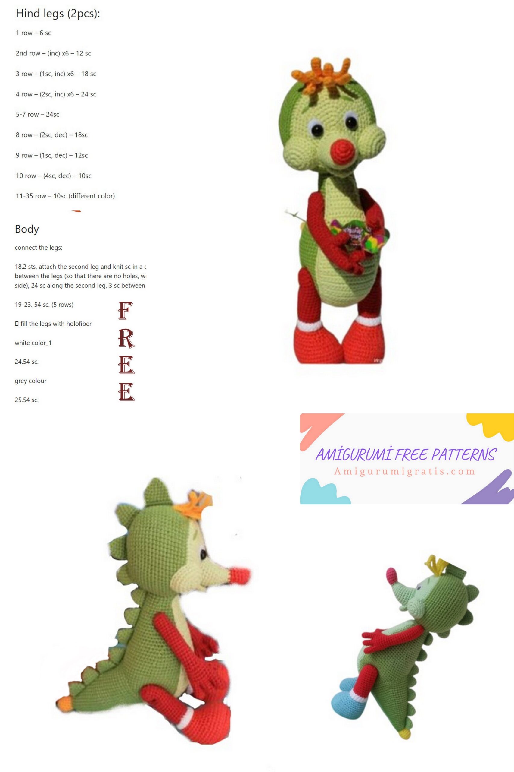 Amigurumi Cute Dragon Free Pattern – Amigurumi Pattern