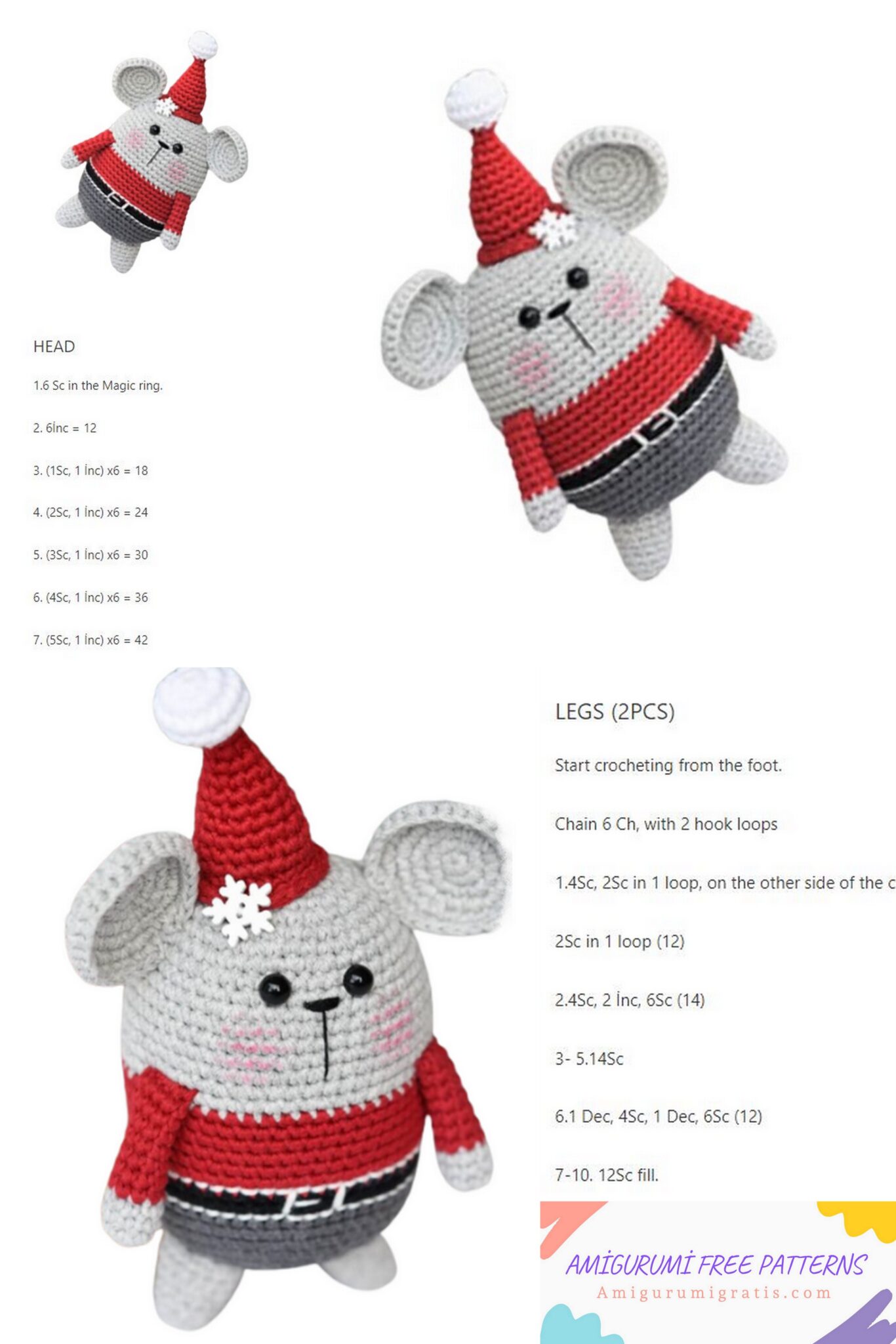 Amigurumi Santa Mouse Free Pattern – Amigurumi Pattern