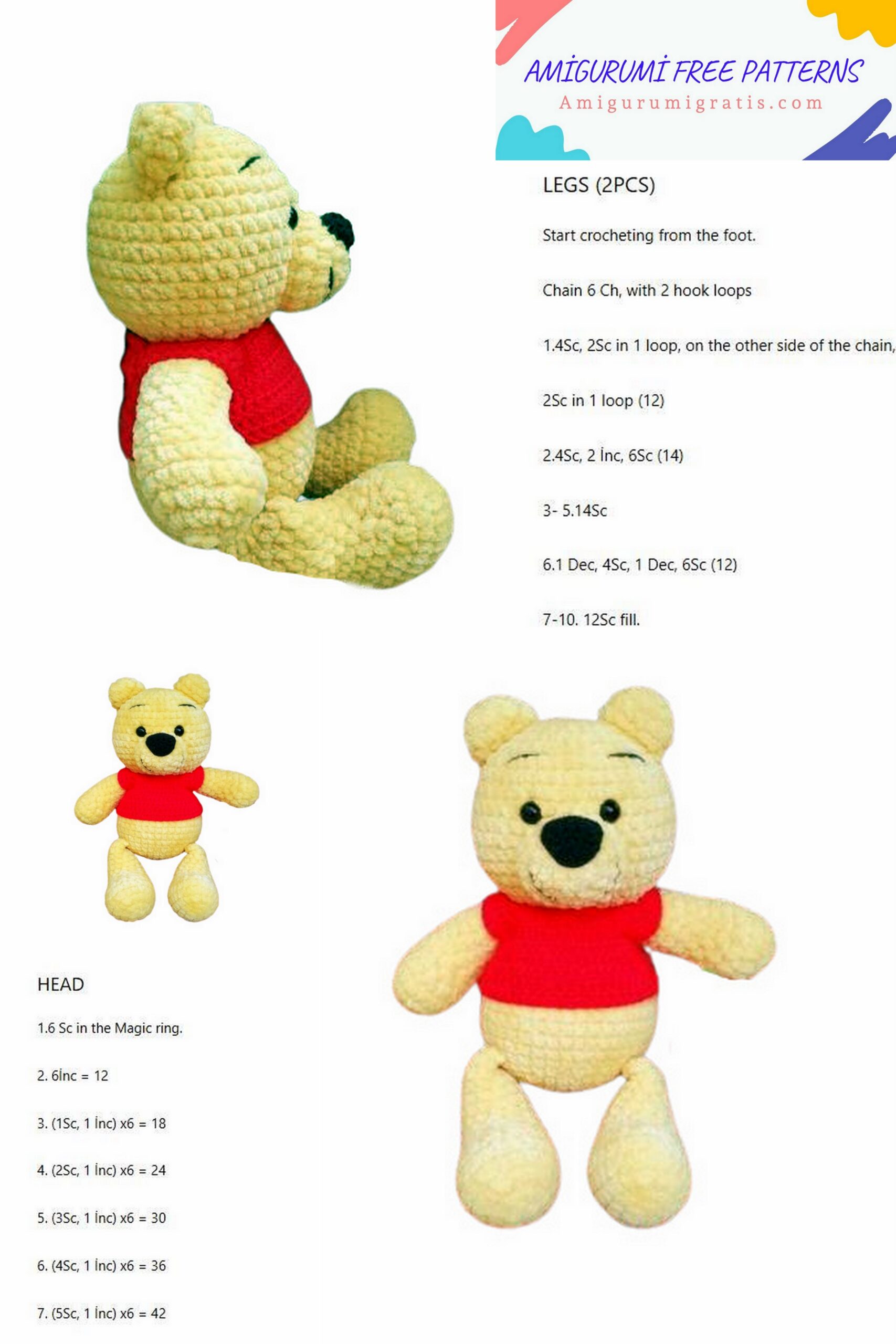 Amigurumi Winnie the Pooh Bear Pattern - Amigurumi Cartoons