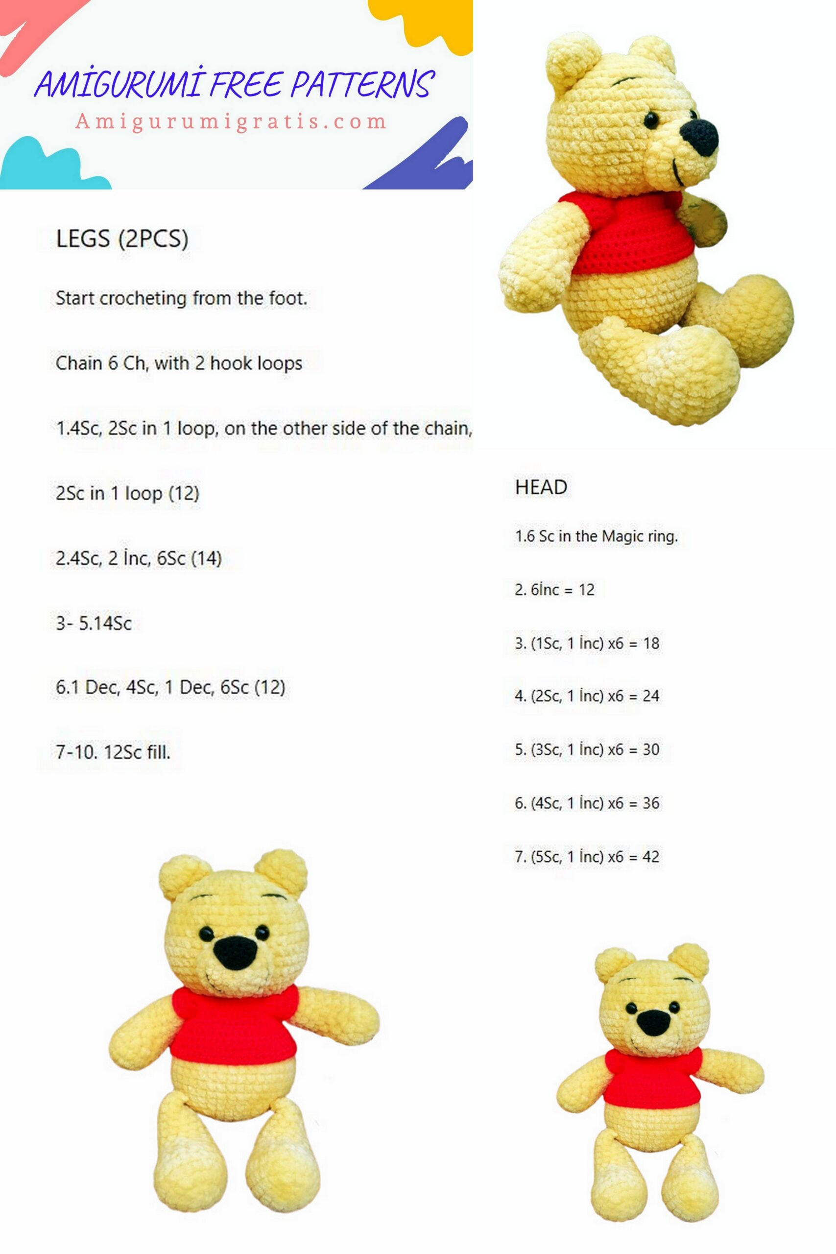 Amigurumi Winnie the Pooh Bear Pattern - Amigurumi Cartoons