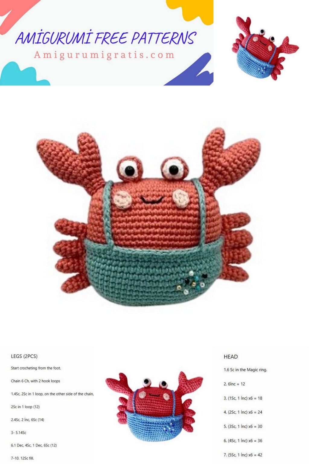 Amigurumi Crab Free Pattern – Amigurumi Pattern