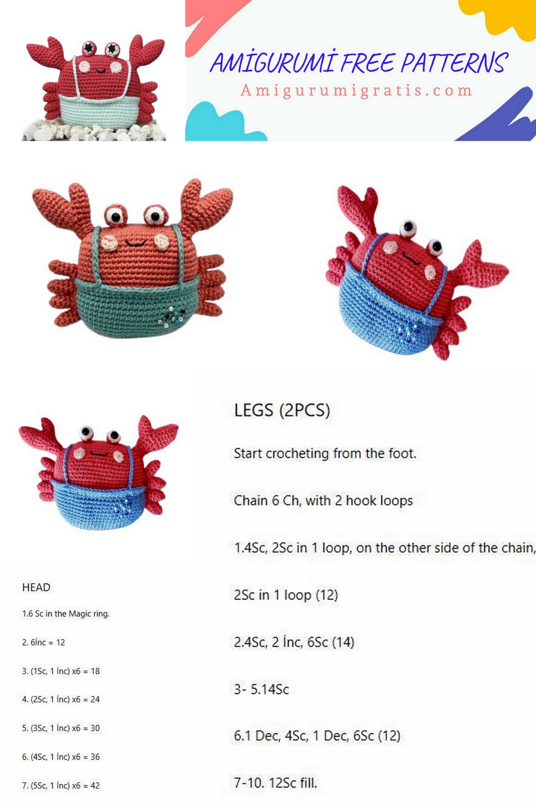 Amigurumi Crab Free Pattern - Amigurumi Pattern