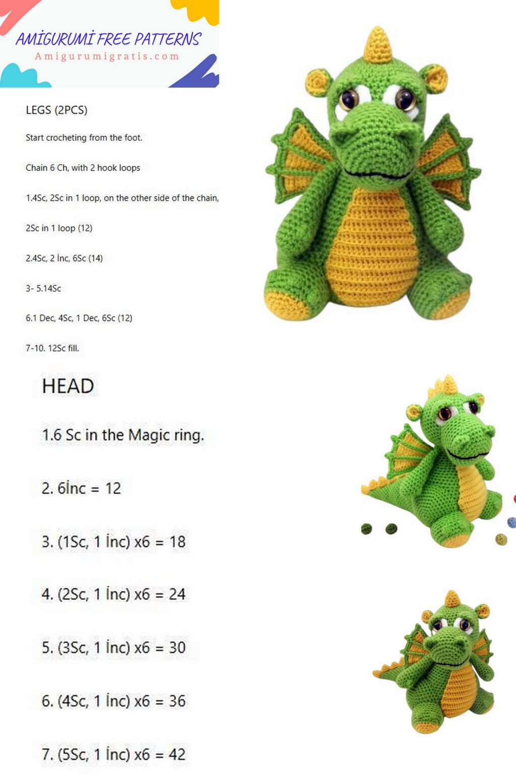 Amigurumi Dragon Drake Free Pattern – Amigurumi Pattern