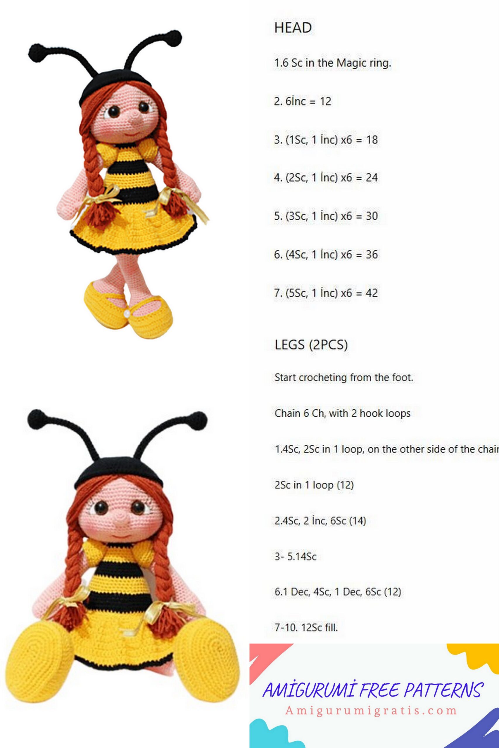 Amigurumi Bee Doll Free Pattern – Amigurumi Pattern