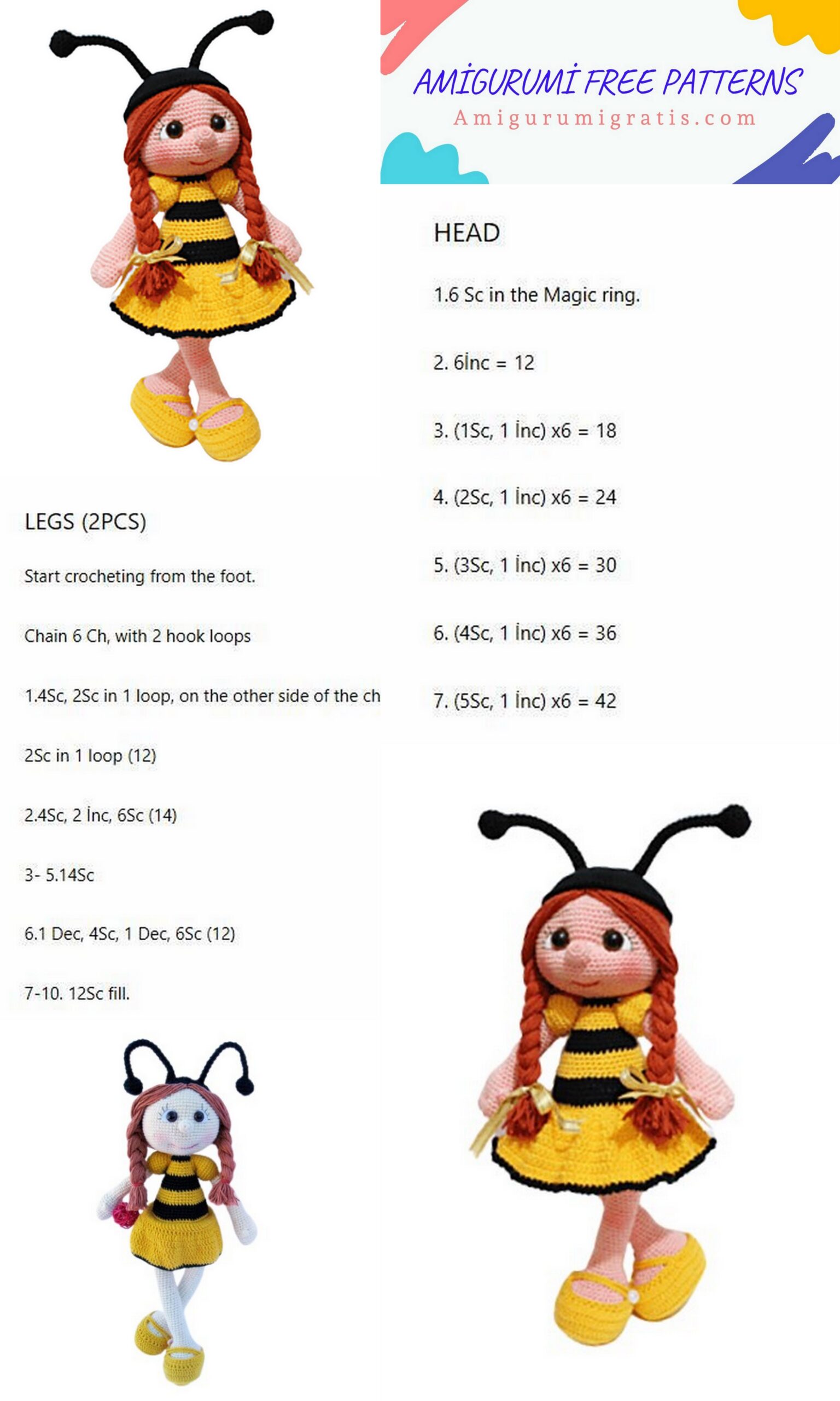 Amigurumi Bee Doll Free Pattern – Amigurumi Pattern