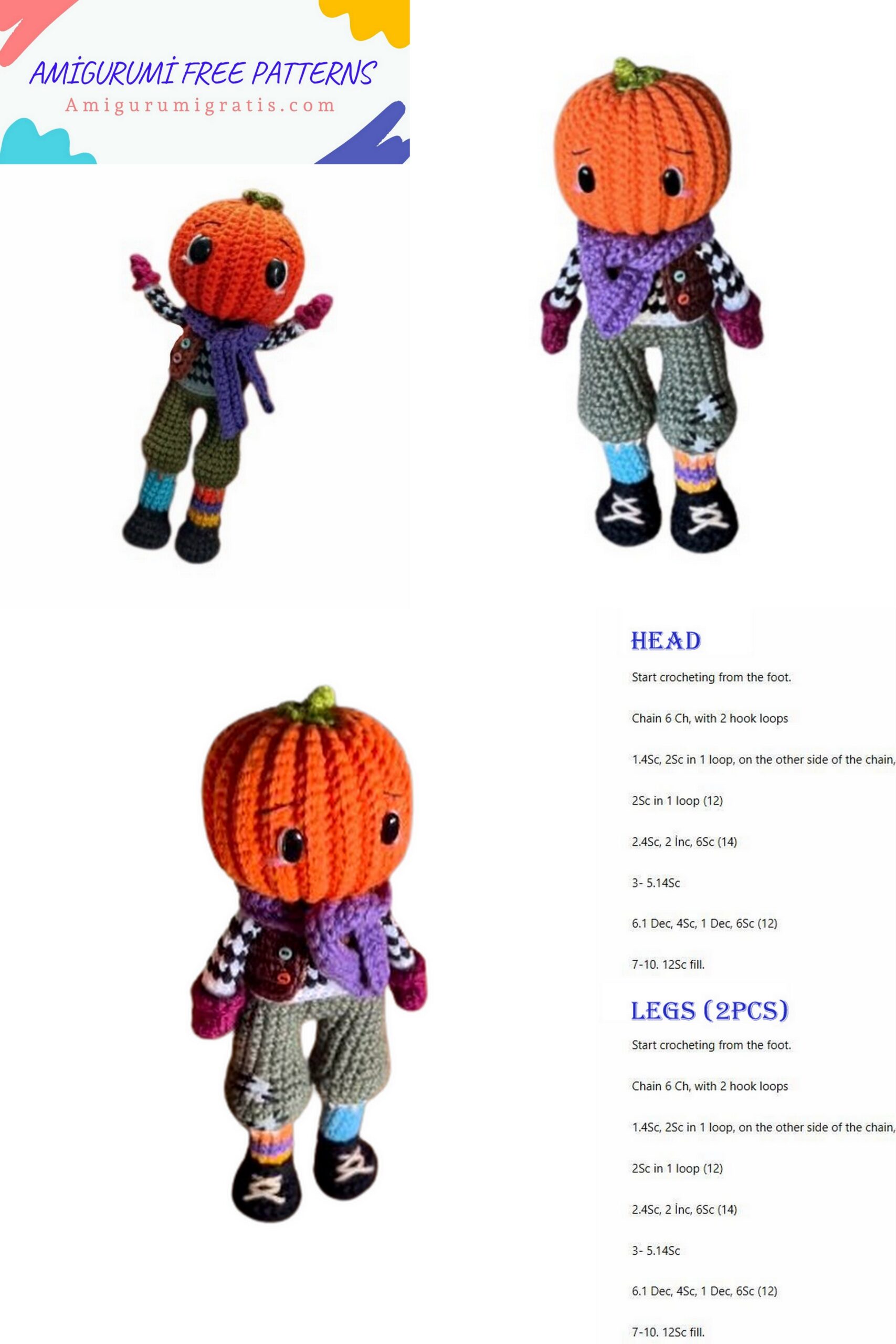 Amigurumi Halloween Pumpkin Man Pattern - Amigurumi Pattern