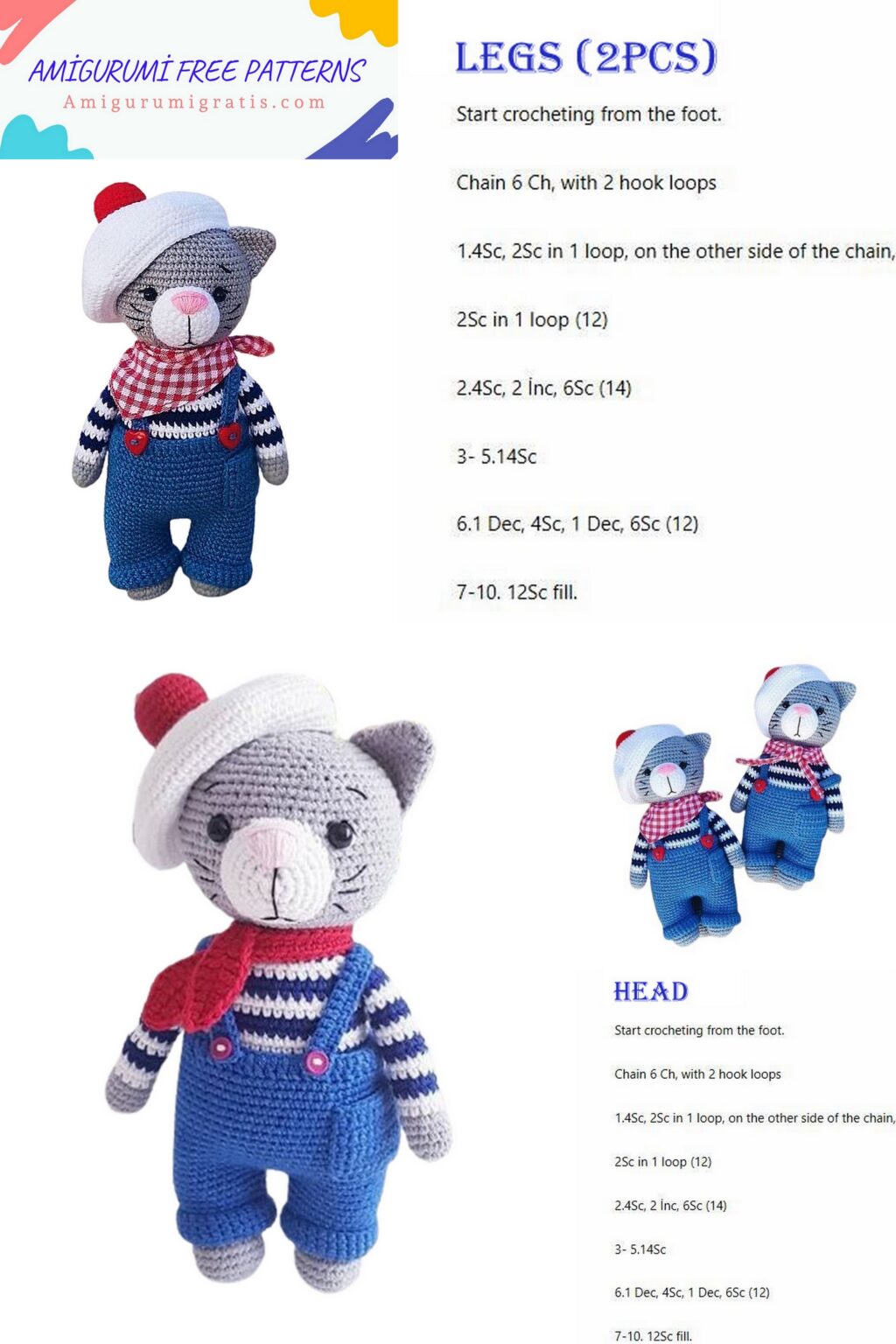 Amigurumi Crochet Jeremy the Cat Free Pattern - Amigurumi Pattern