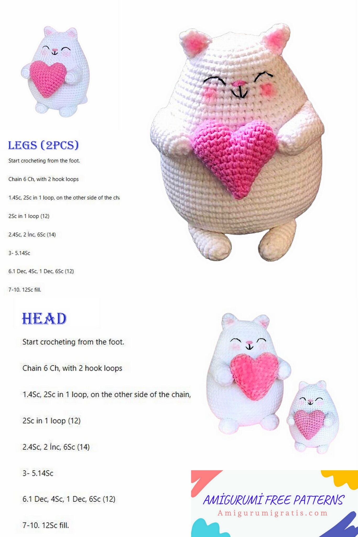Amigurumi Easy Kitten with Heart Free Pattern – Amigurumi Pattern