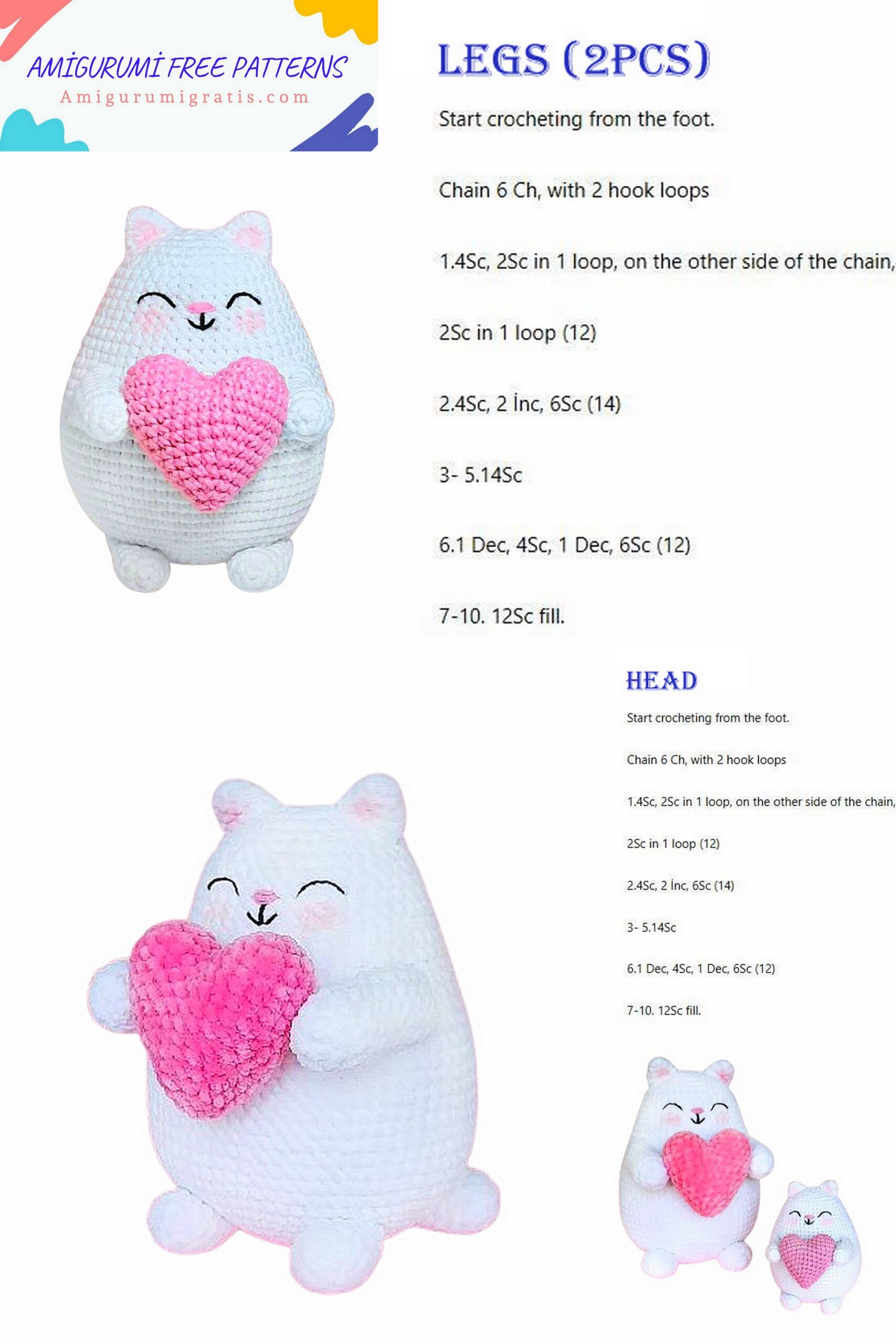 Amigurumi Easy Kitten with Heart Free Pattern – Amigurumi Pattern