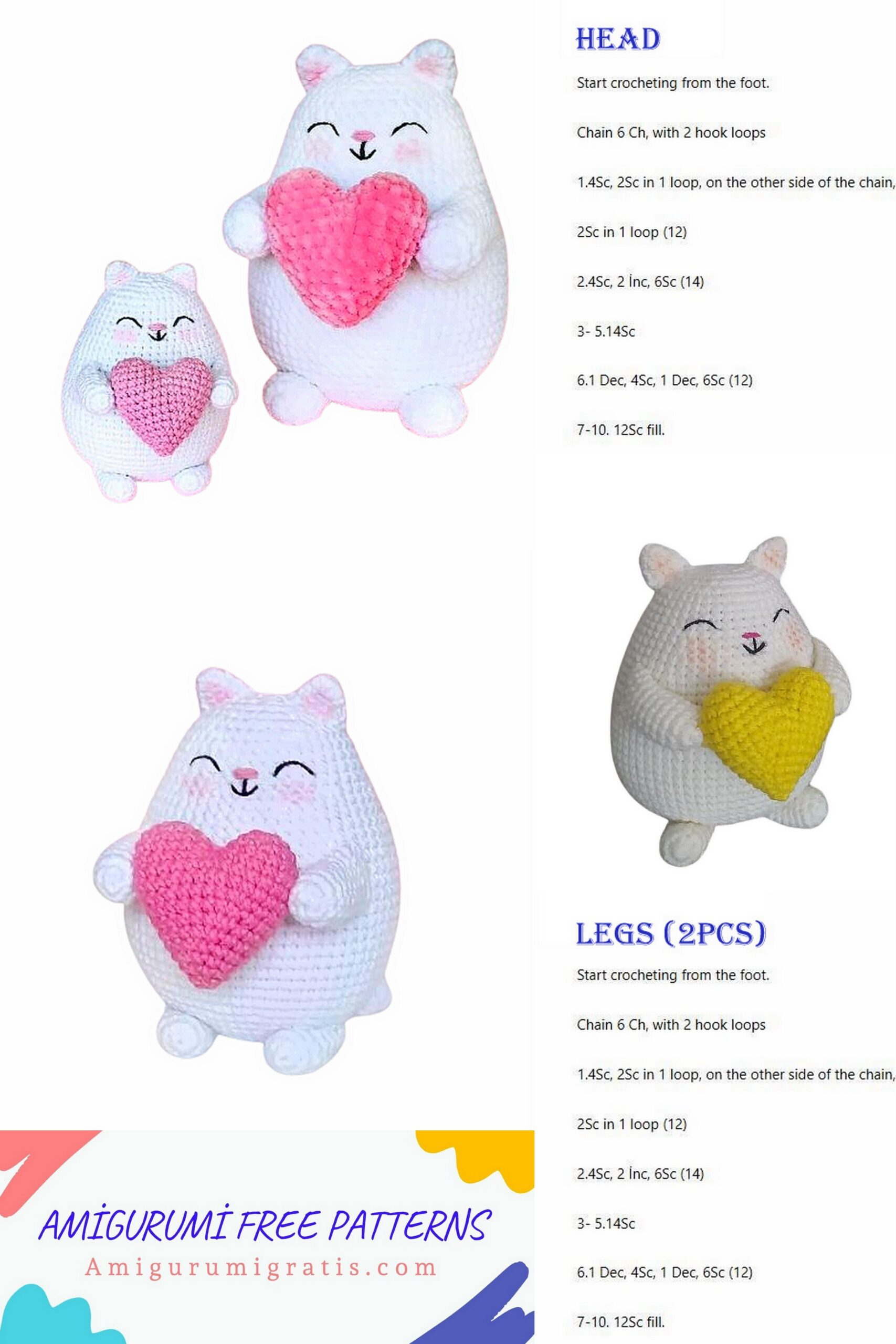 Amigurumi Easy Kitten with Heart Free Pattern – Amigurumi Pattern