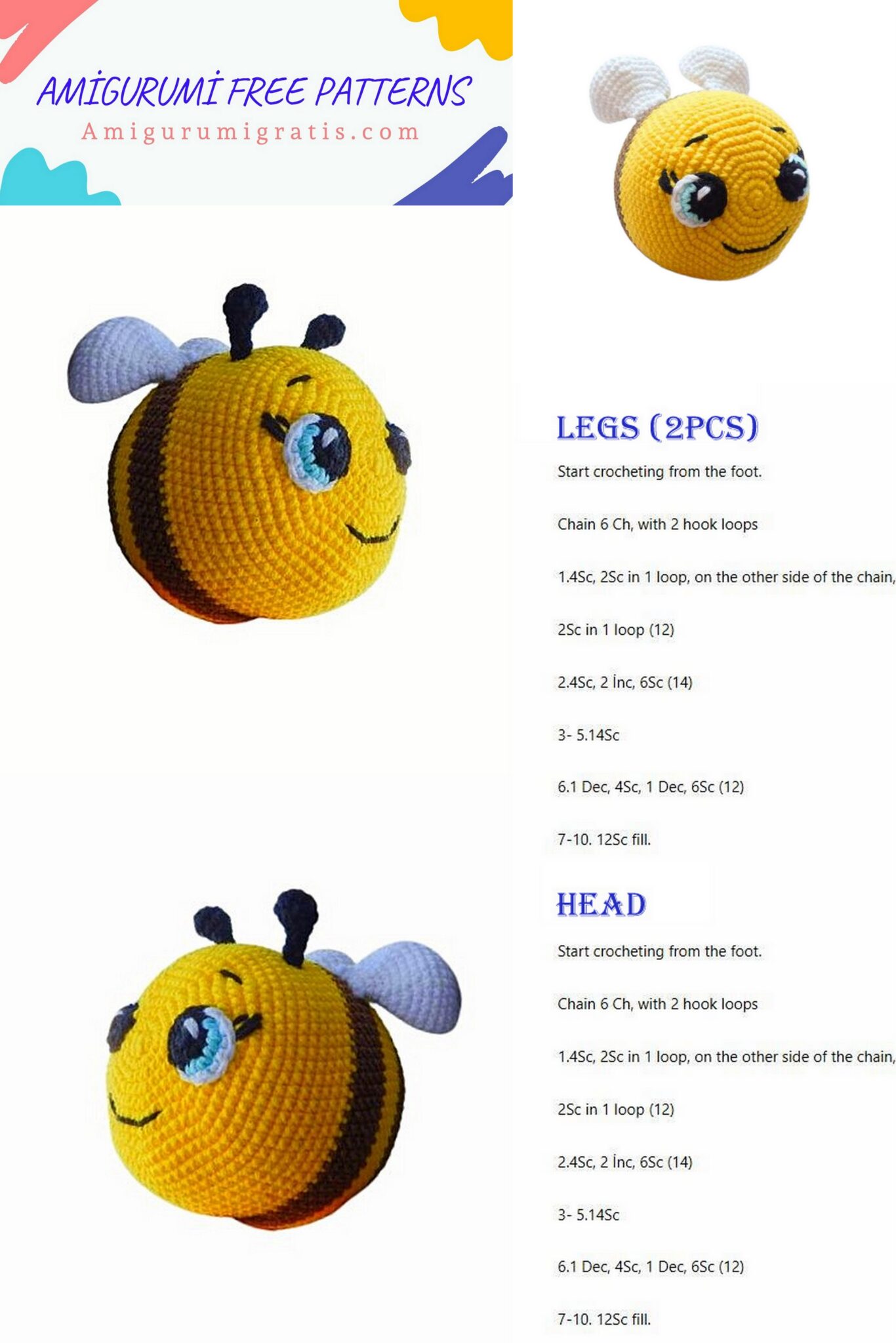 Crochet Chubby Bee Free Pattern – Amigurumi Pattern