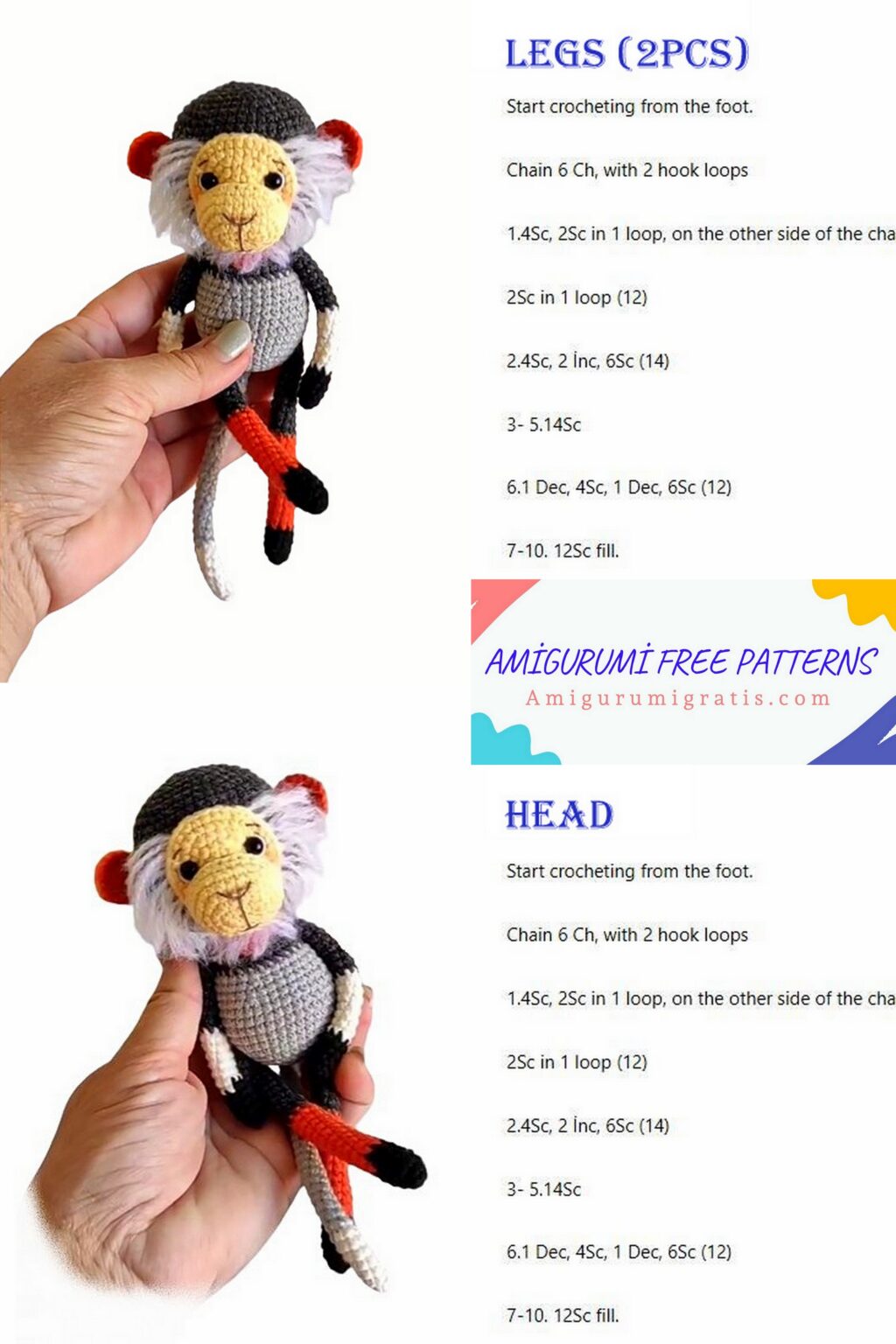 Amigurumi Monkey Dauc Langur Pattern - Amigurumi Pattern