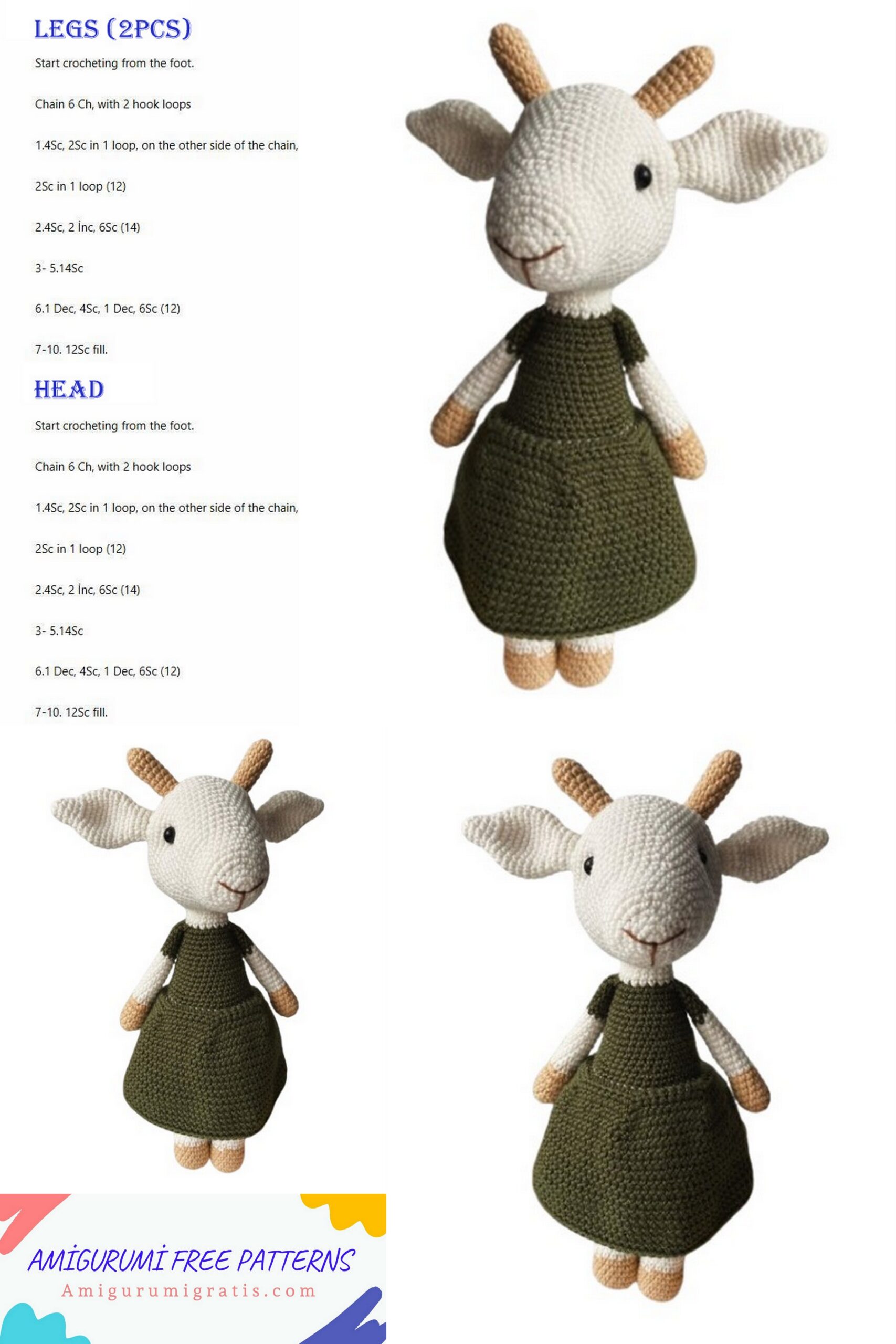 Amigurumi Cute Goat Doll Free Pattern – Amigurumi Pattern