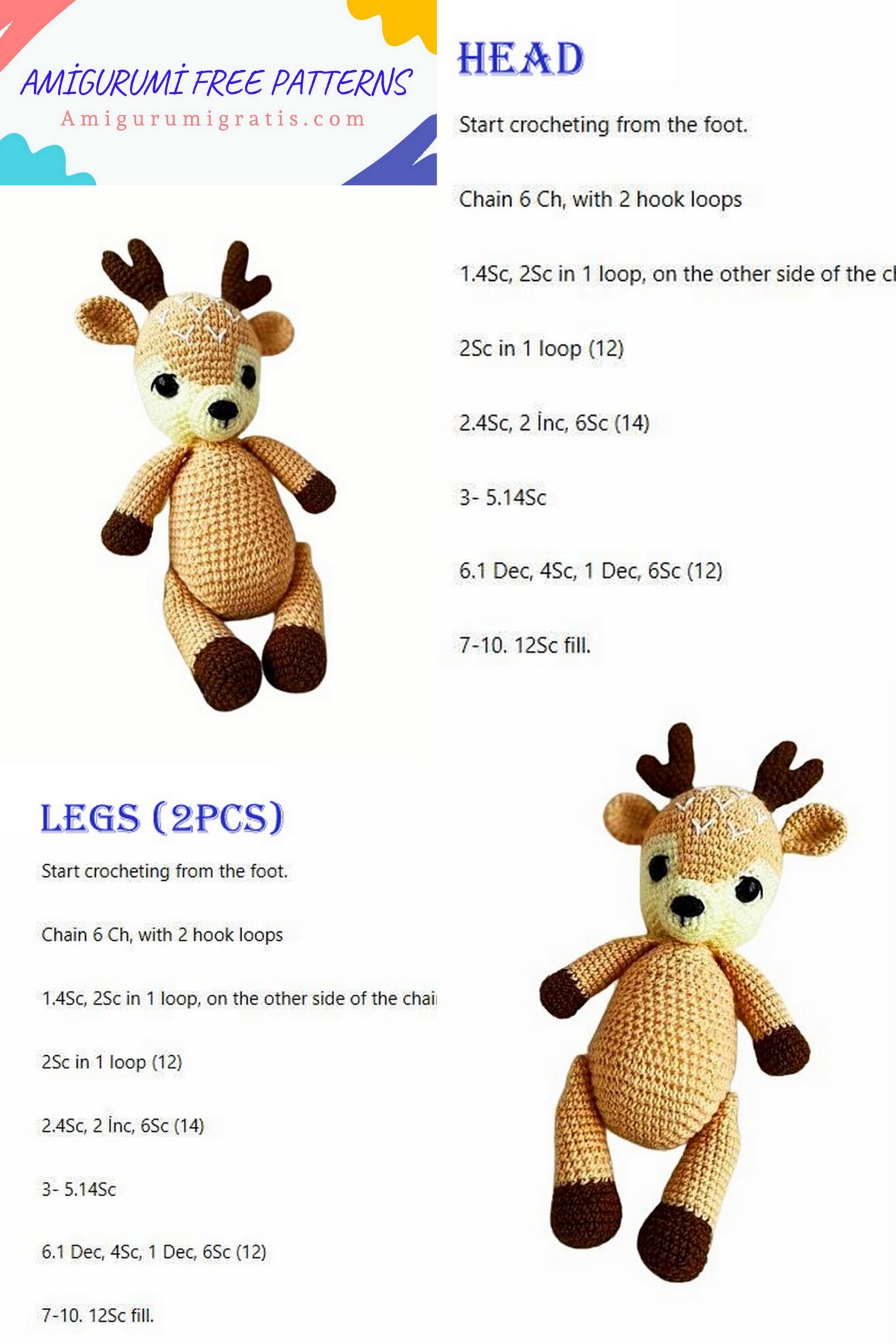 Crochet Deer Amigurumi Free Pattern – Amigurumi Pattern