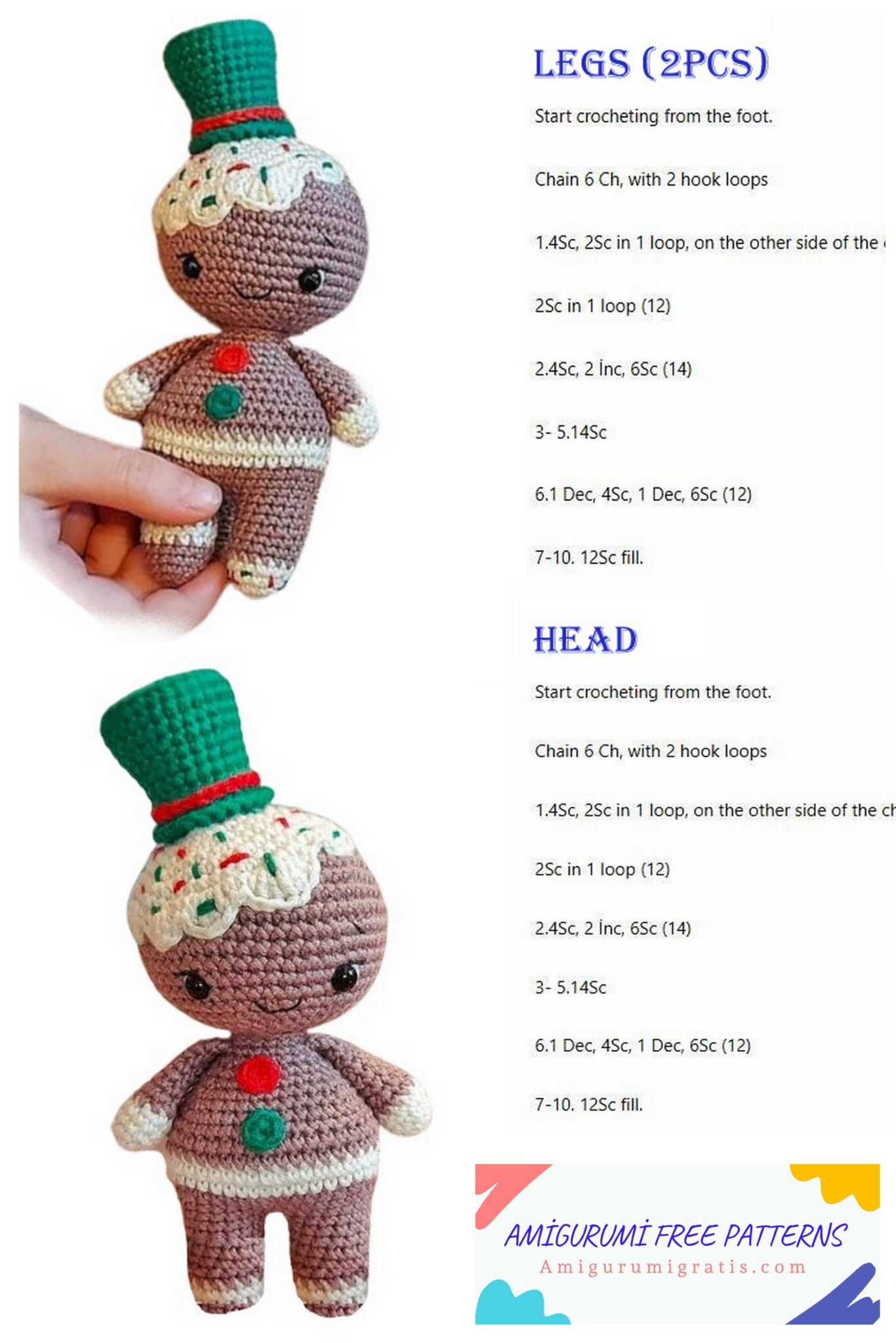 Crochet Gingerbread Man Amigurumi Free Pattern - Amigurumi Pattern