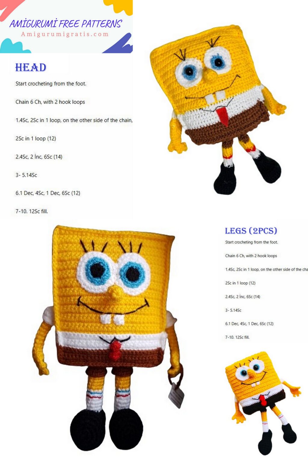 Crochet Spongebob Squarepants Amigurumi Pattern – Amigurumi Pattern
