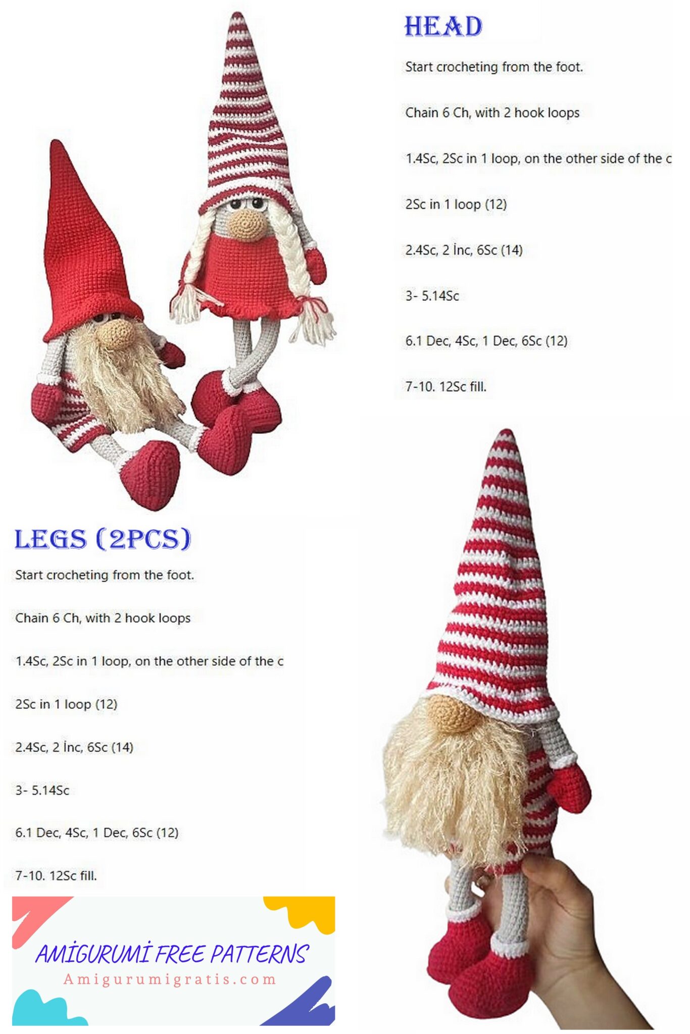 Gnomes Crochet Free Pattern – Amigurumi Pattern